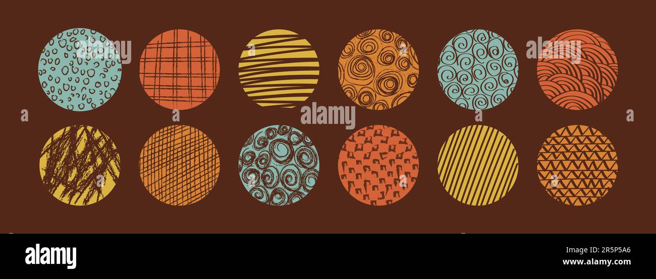 Colorful abstract circle shapes with loop, drops, spots, curves, lines ...