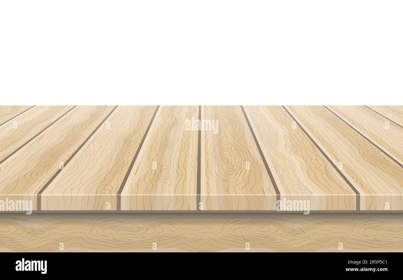 Wood table top isolated on white background. Vector illustration. Eps ...