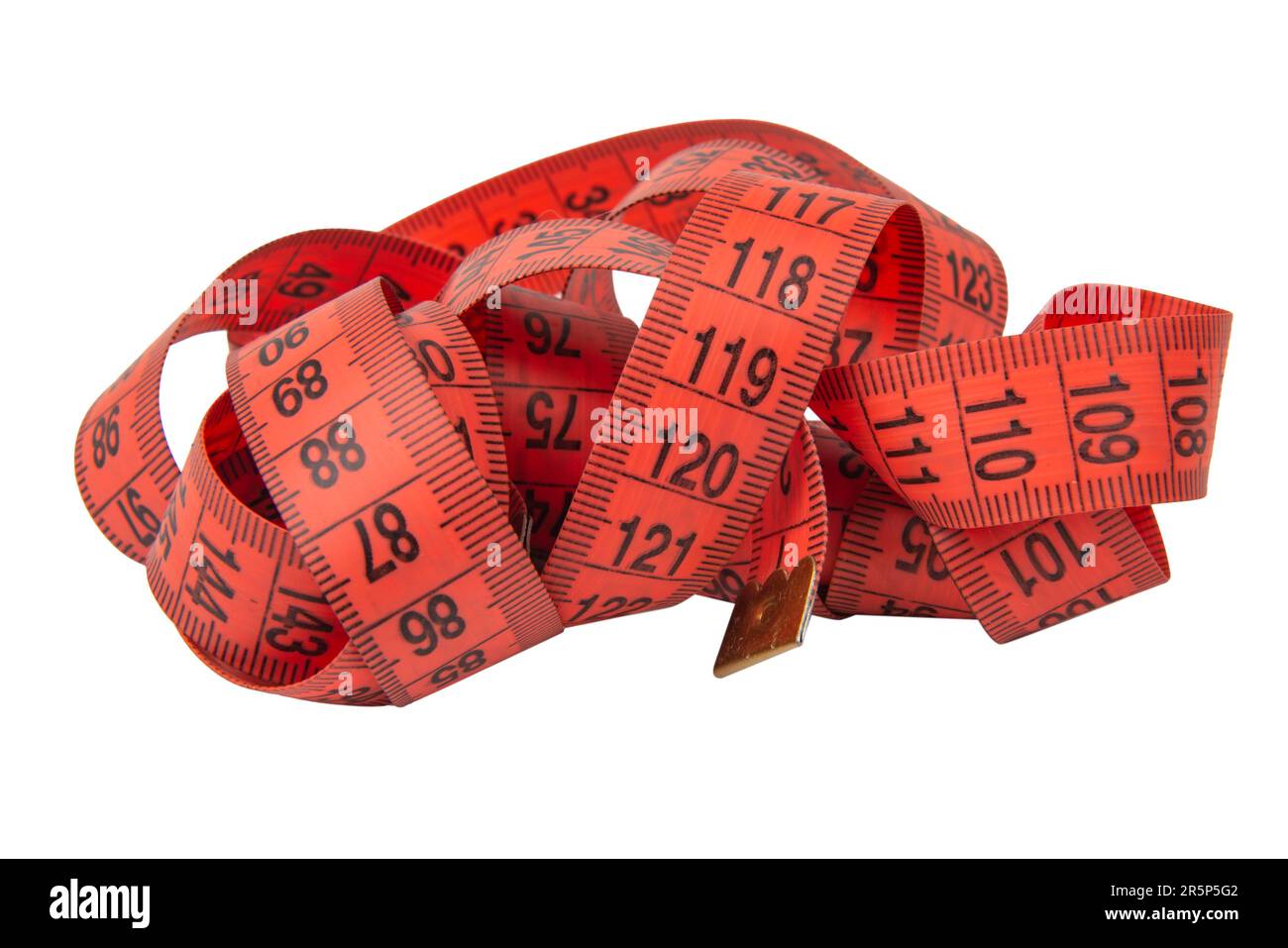 Red centimeter tape isolated on the white background Stock Photo - Alamy