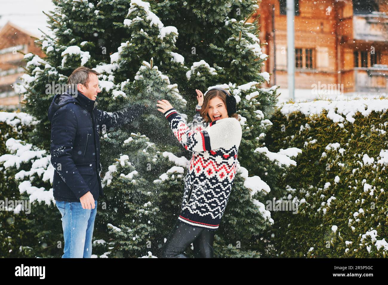 Outdoor portrait of happy middle age couple on a nice winter day Stock ...