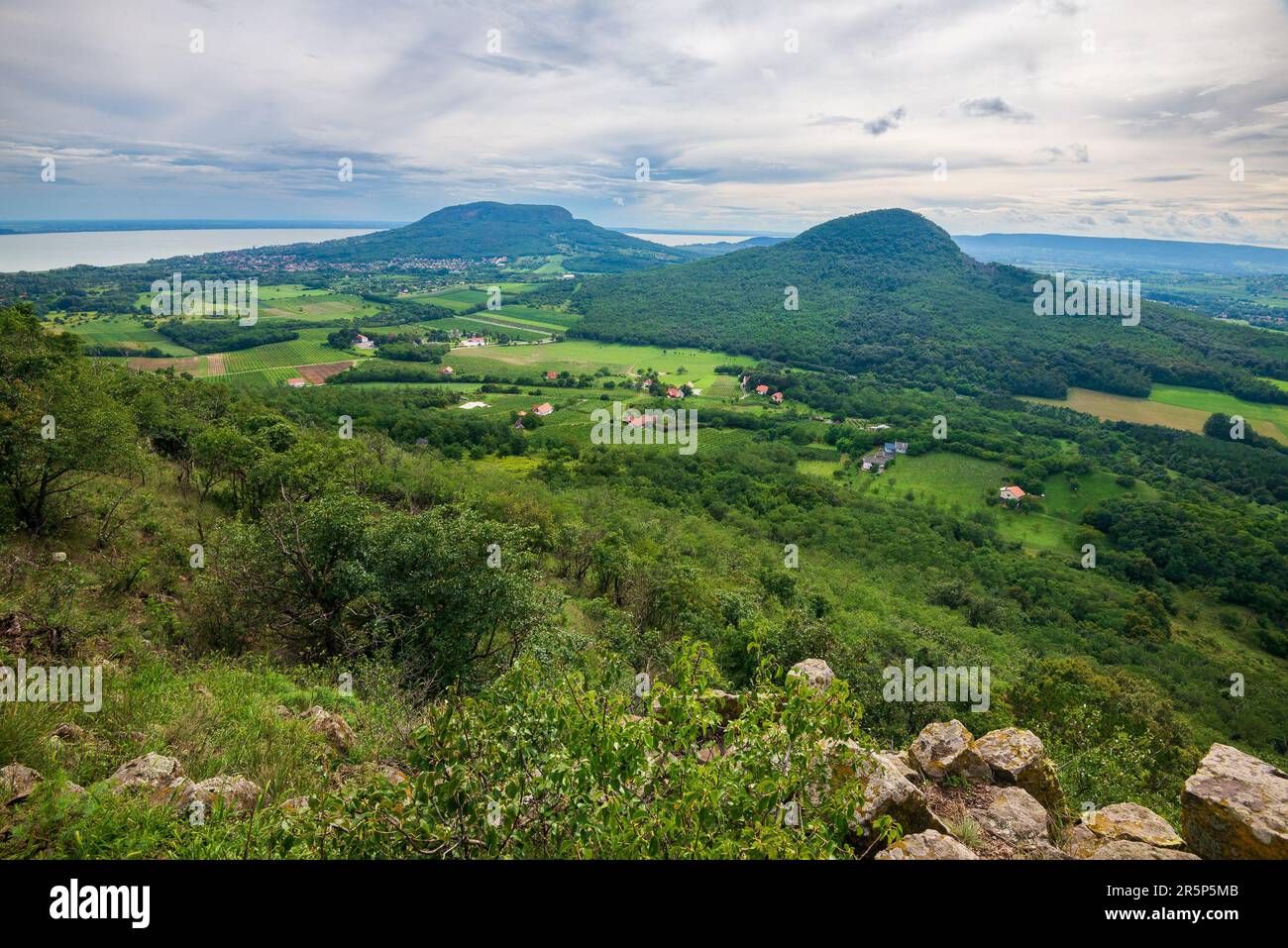 View Badacsony from Toti-Hill in Balaton Highlands. Badacsony Hill with ...