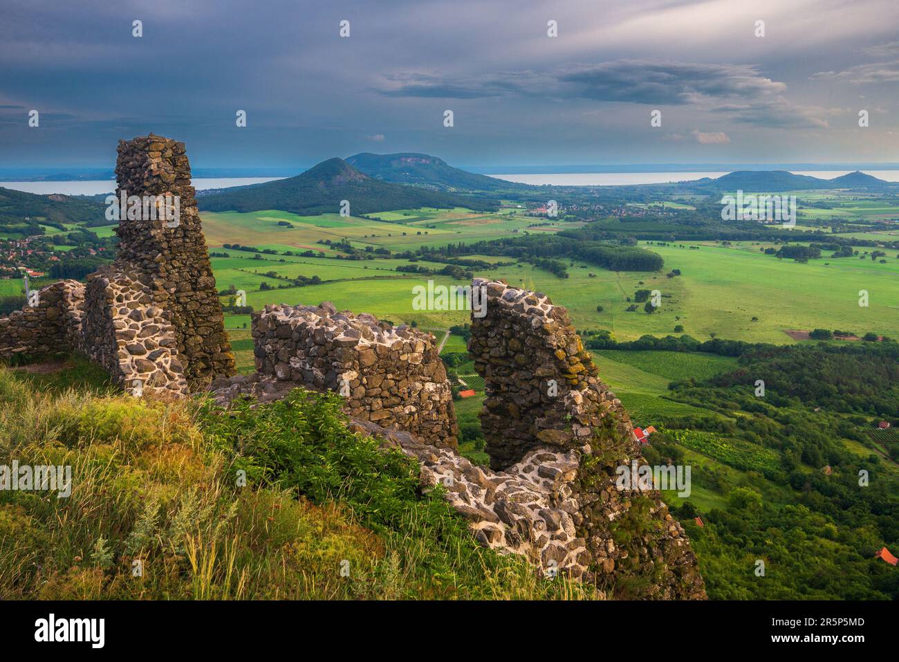 View Badacsony from Csobanc in Balaton Highlands. Badacsony Hill with ...