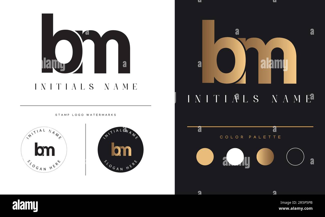 Luxury BM or MB Initial Monogram Text Letter Logo Design Stock Vector ...