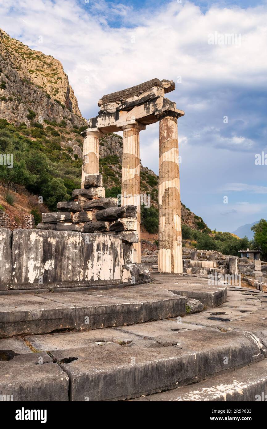 Tholos at the sanctuary of Athena Pronaia in Greece. Ancient ruins ...