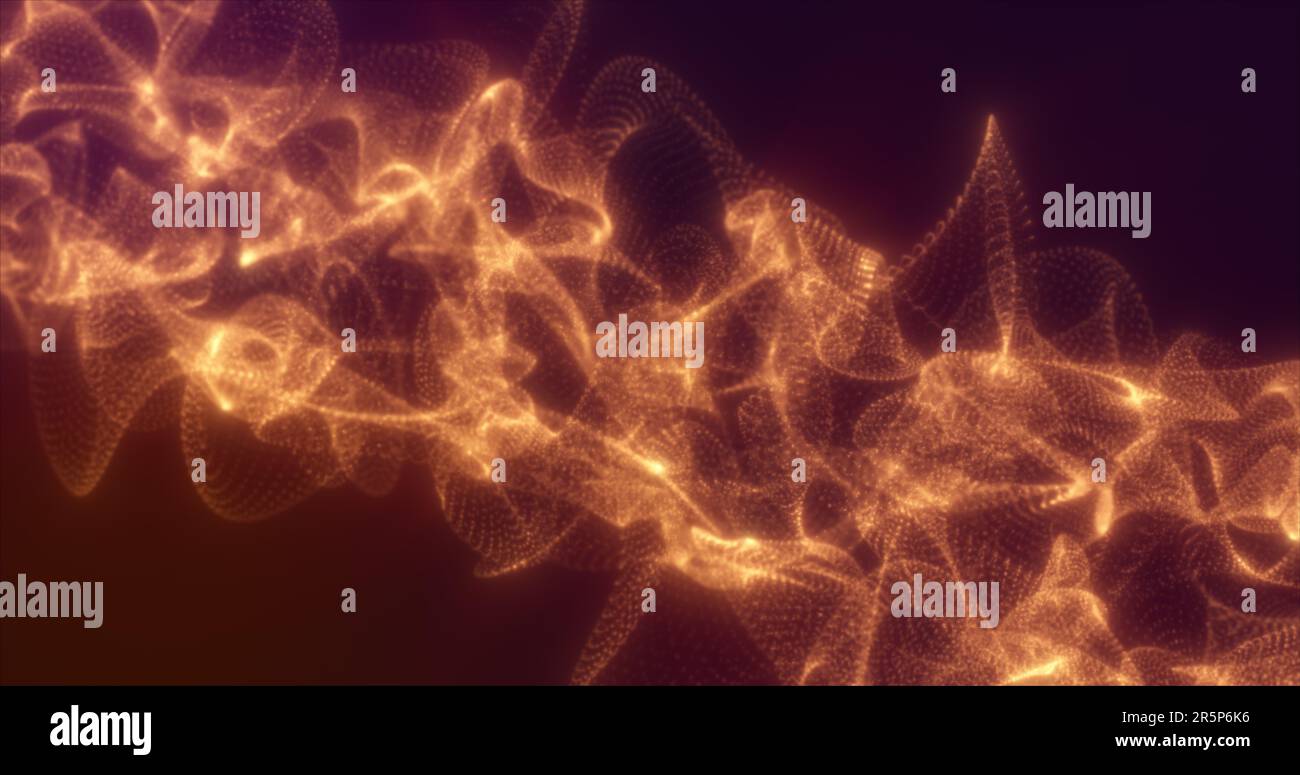 Abstract orange gold energy waves from futuristic hi-tech mesh ...