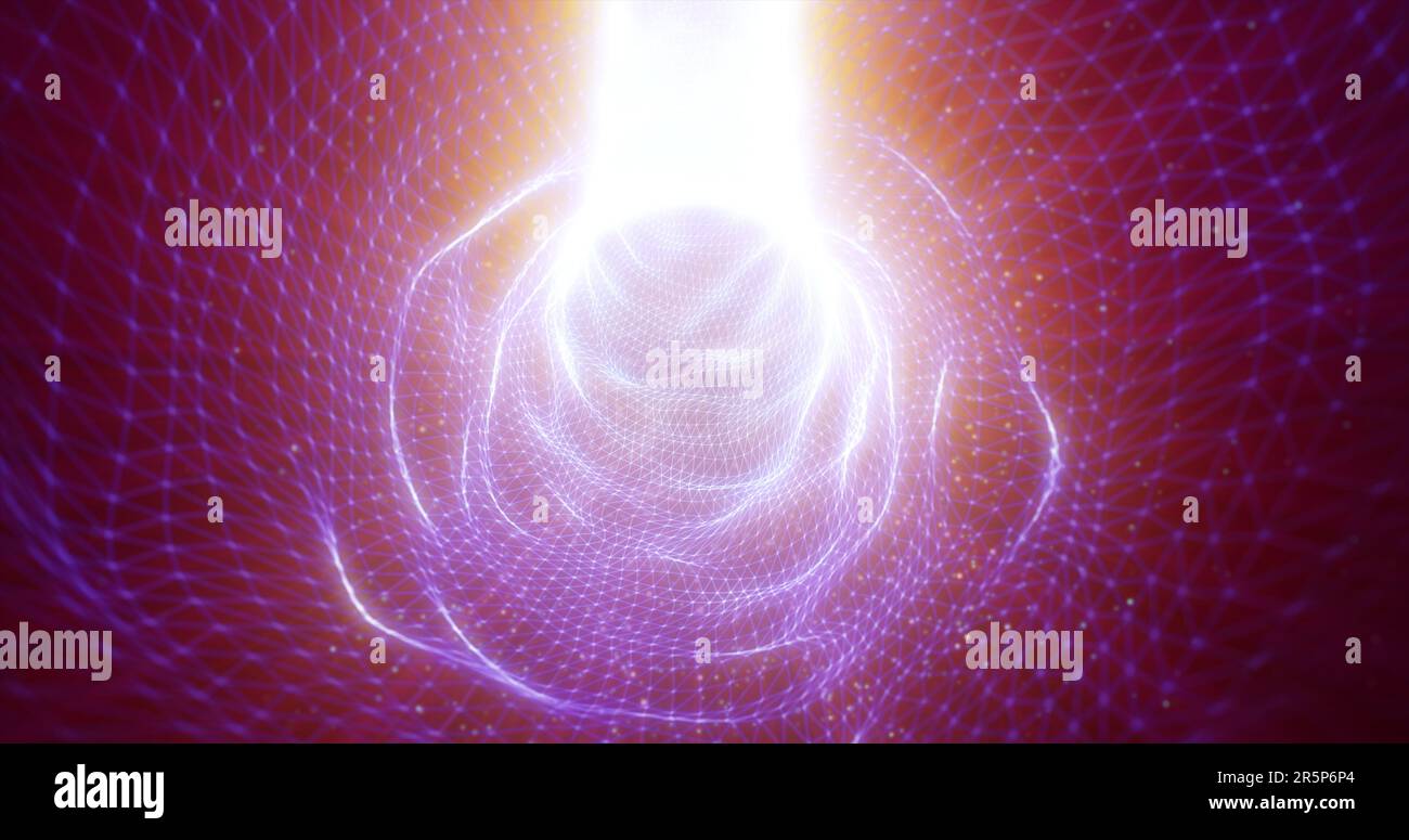 Abstract purple energy tunnel futuristic made of hi-tech mesh and ...