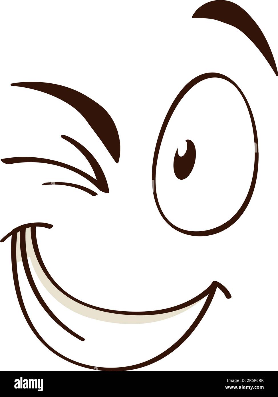 Cartoon Face Cute Mascot Emotion Wink Gesture Funny Smile Eyes And
