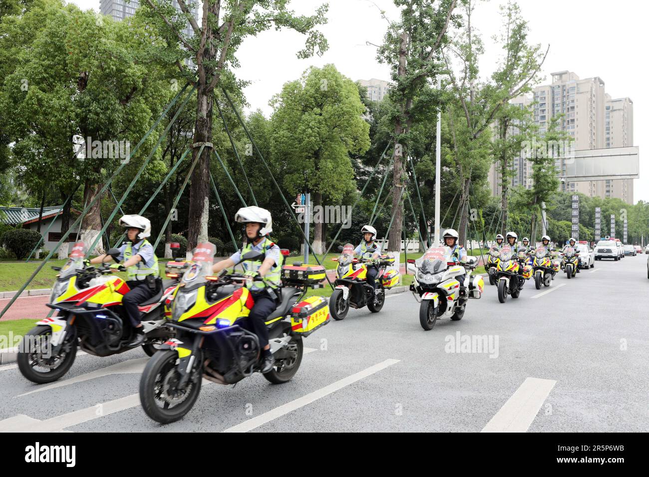 CHONGQING, CHINA - JUNE 5, 2023 - Traffic polices ride in Chongqing ...
