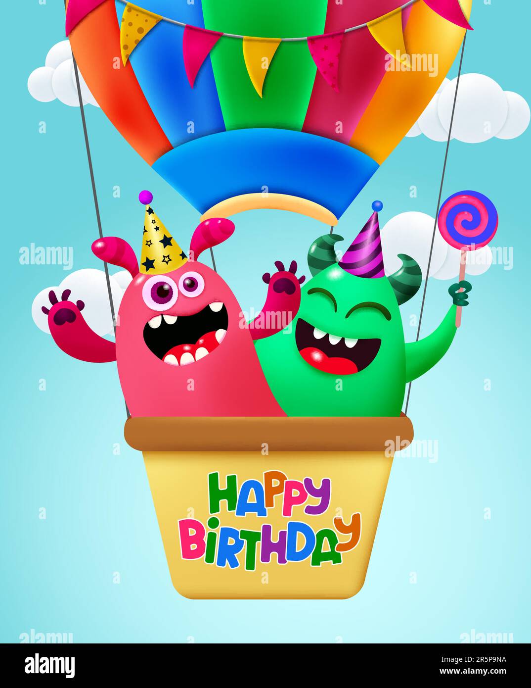 Monster character vector concept. Cartoon monsters on flying air ...