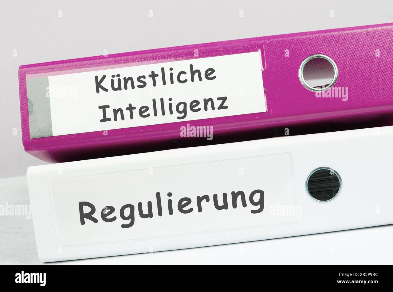 Folders with the words artificial intelligence and regulation, german ...