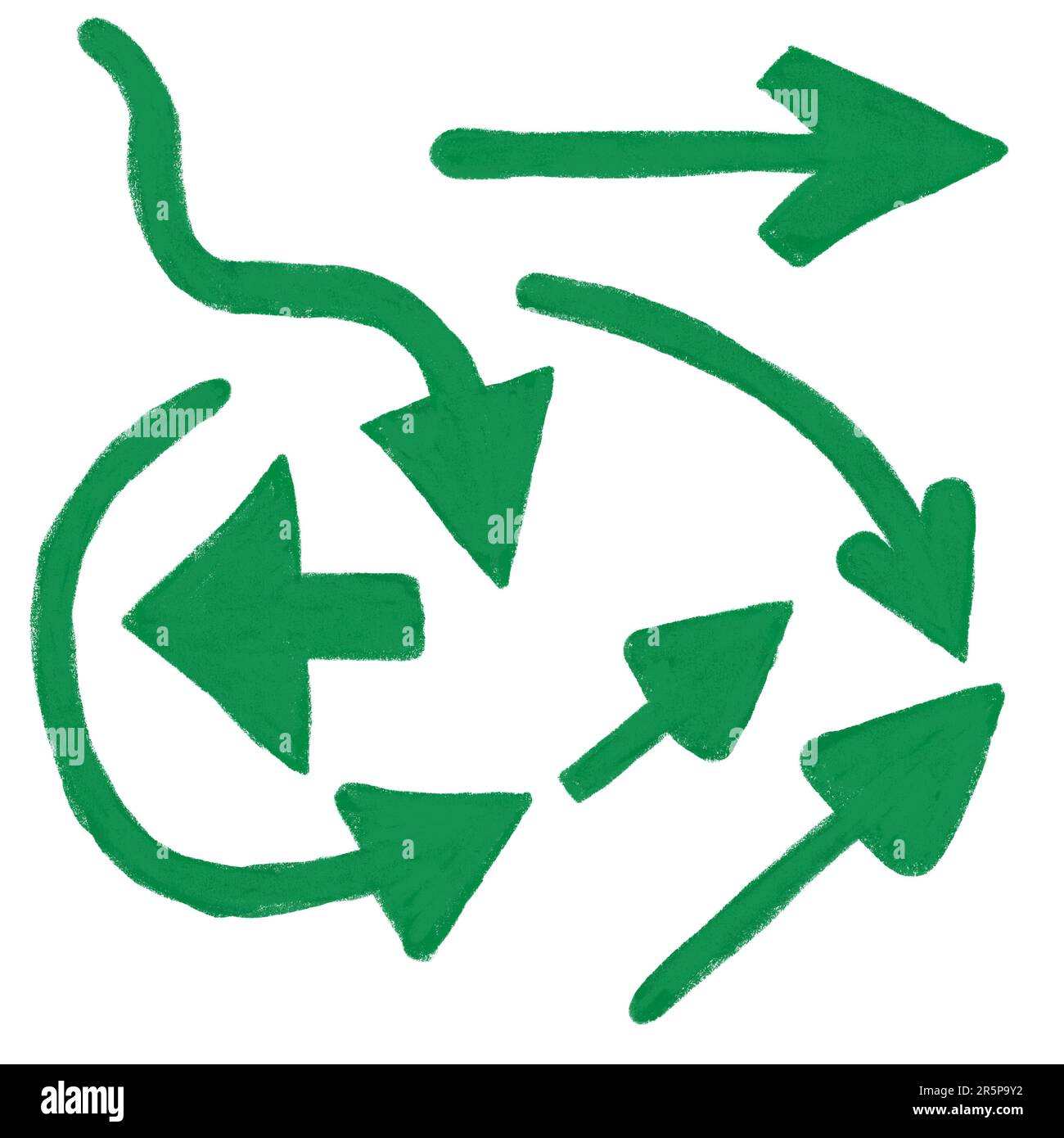 Hand drawn illustration set of green emerald simple minimalist arrows ...