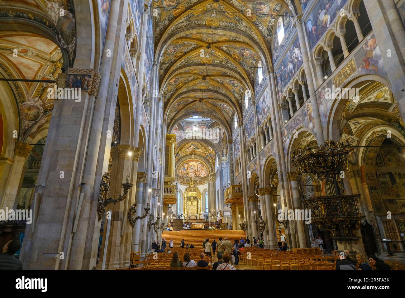 painted ceiling and walls of the Cathedral of Santa Maria Assunta ...