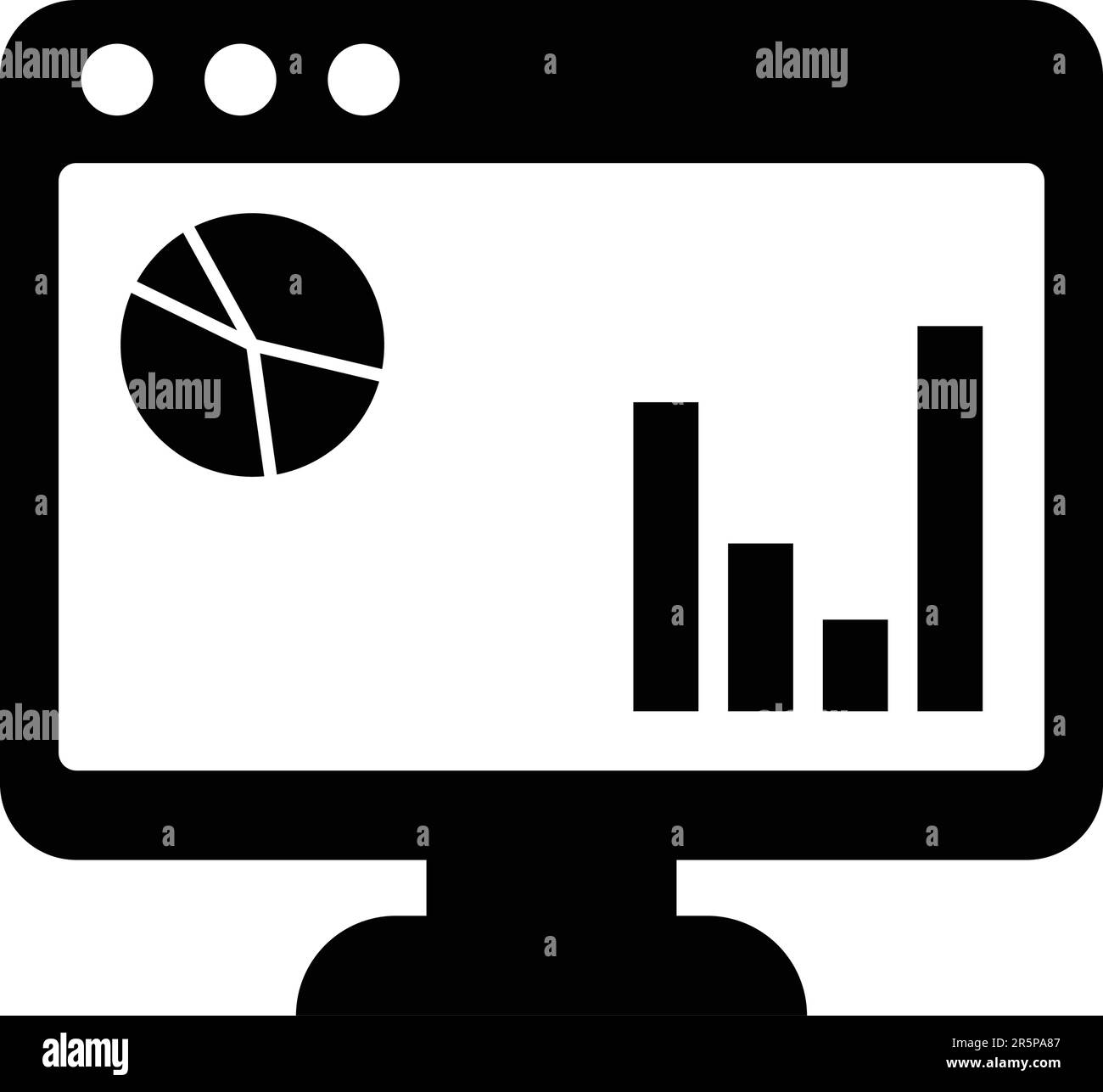 Analytics on screen glyph black icon. Commercial use, printed files and ...