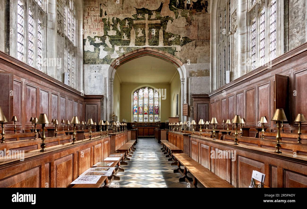 Guild chapel interior Stratford upon Avon with medieval painting of the ...