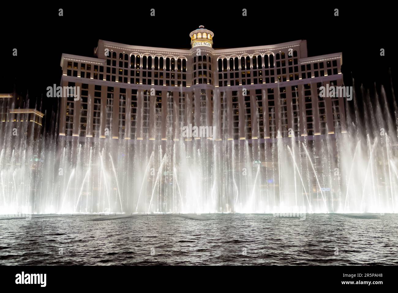Las Vegas, Nevada - April 2017: Fountains of Bellagio. Fountains at Bellagio Hotel and Casino in ...