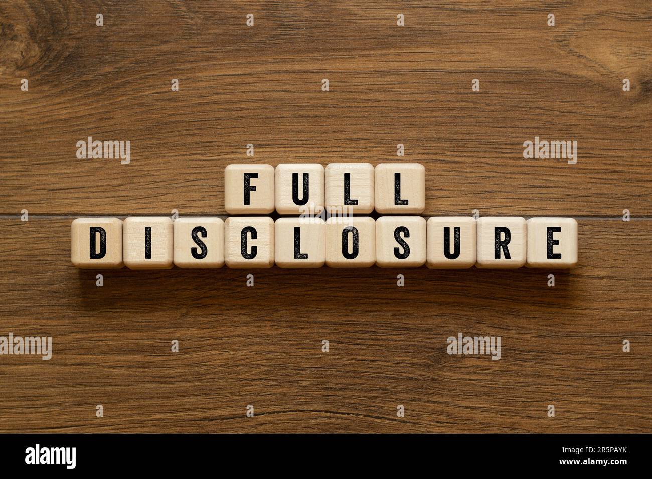 Full disclosure - word concept on building blocks, text Stock Photo - Alamy