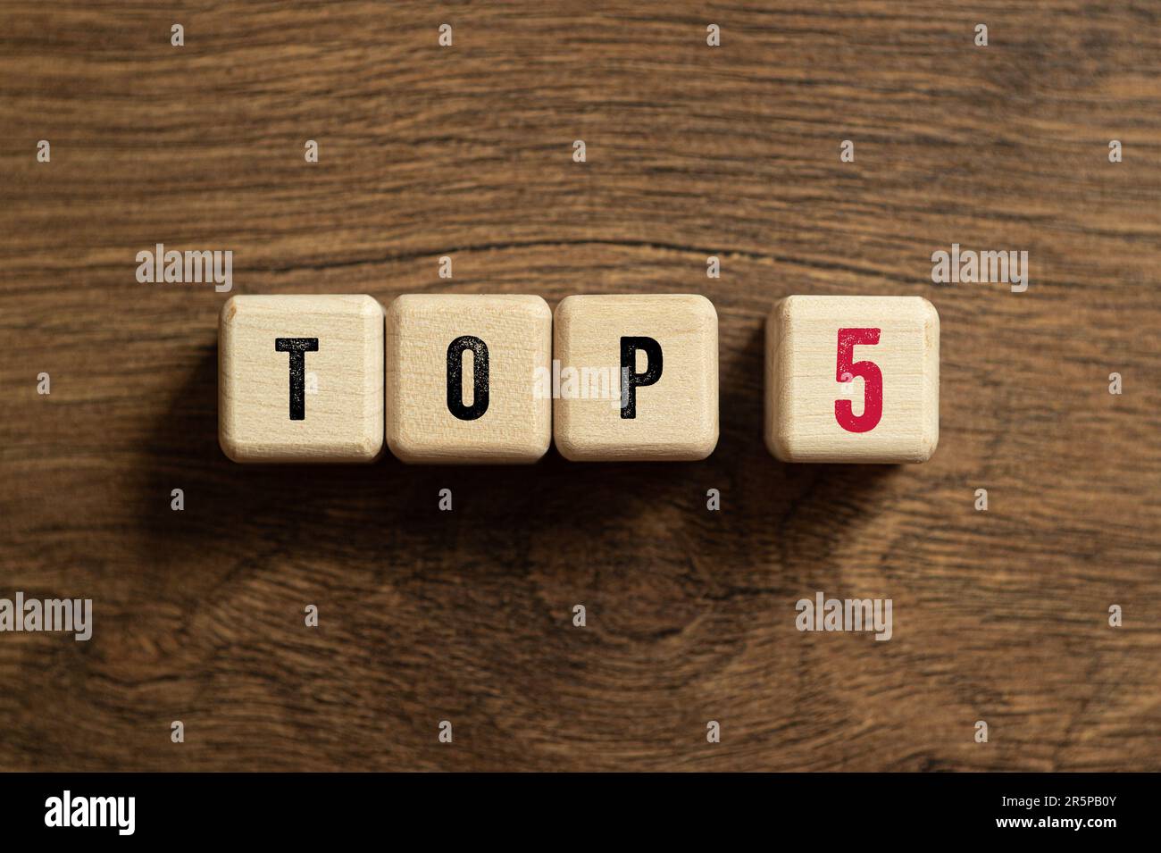 Top 5 , five - word concept on building blocks, text Stock Photo - Alamy