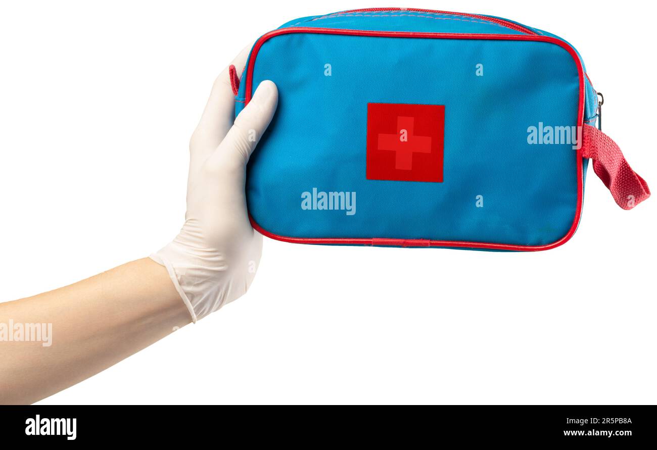 First aid kit with hand Stock Photo - Alamy