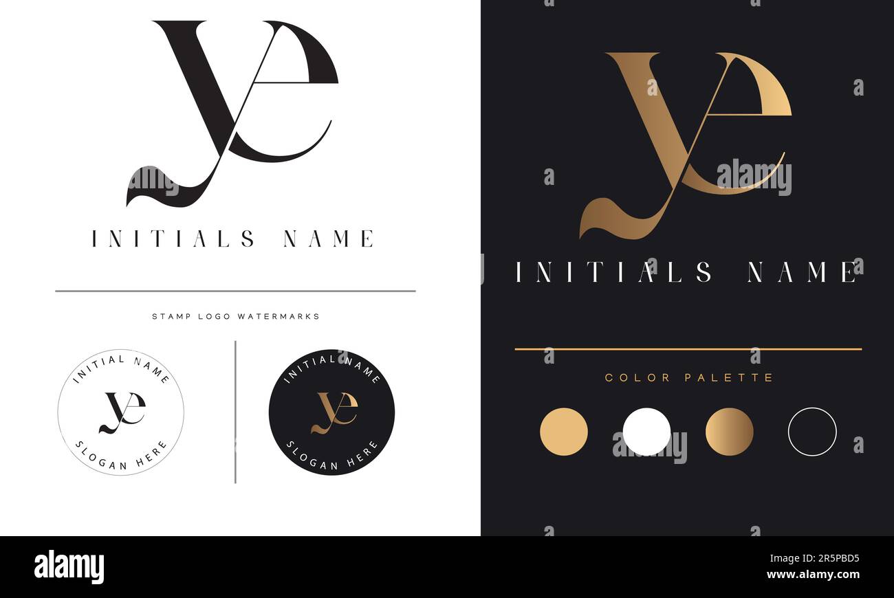 Luxury YE or EY Initial Monogram Text Letter Logo Design Stock Vector ...