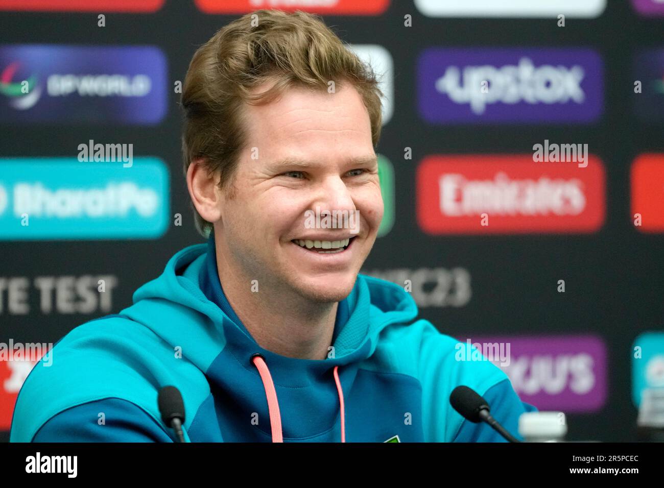 Australia's Steve Smith smiles during a press conference at The Oval ...