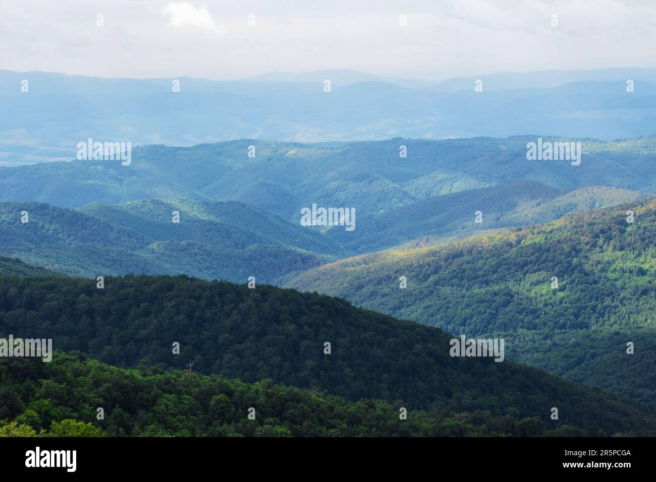 mountainous rolling landscape in summer. nature background in morning ...