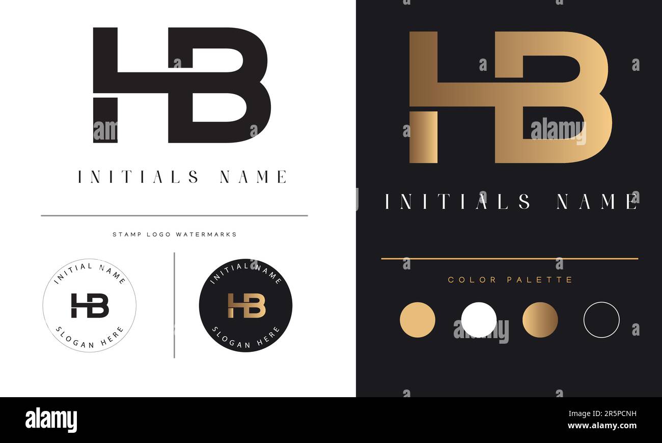 Luxury HB or BH Initial Monogram Text Letter Logo Design Stock Vector ...