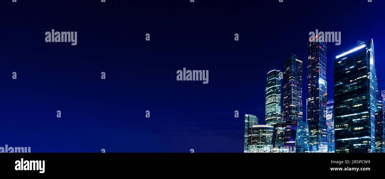 Night business center banner background with Copy space. Night tech ...