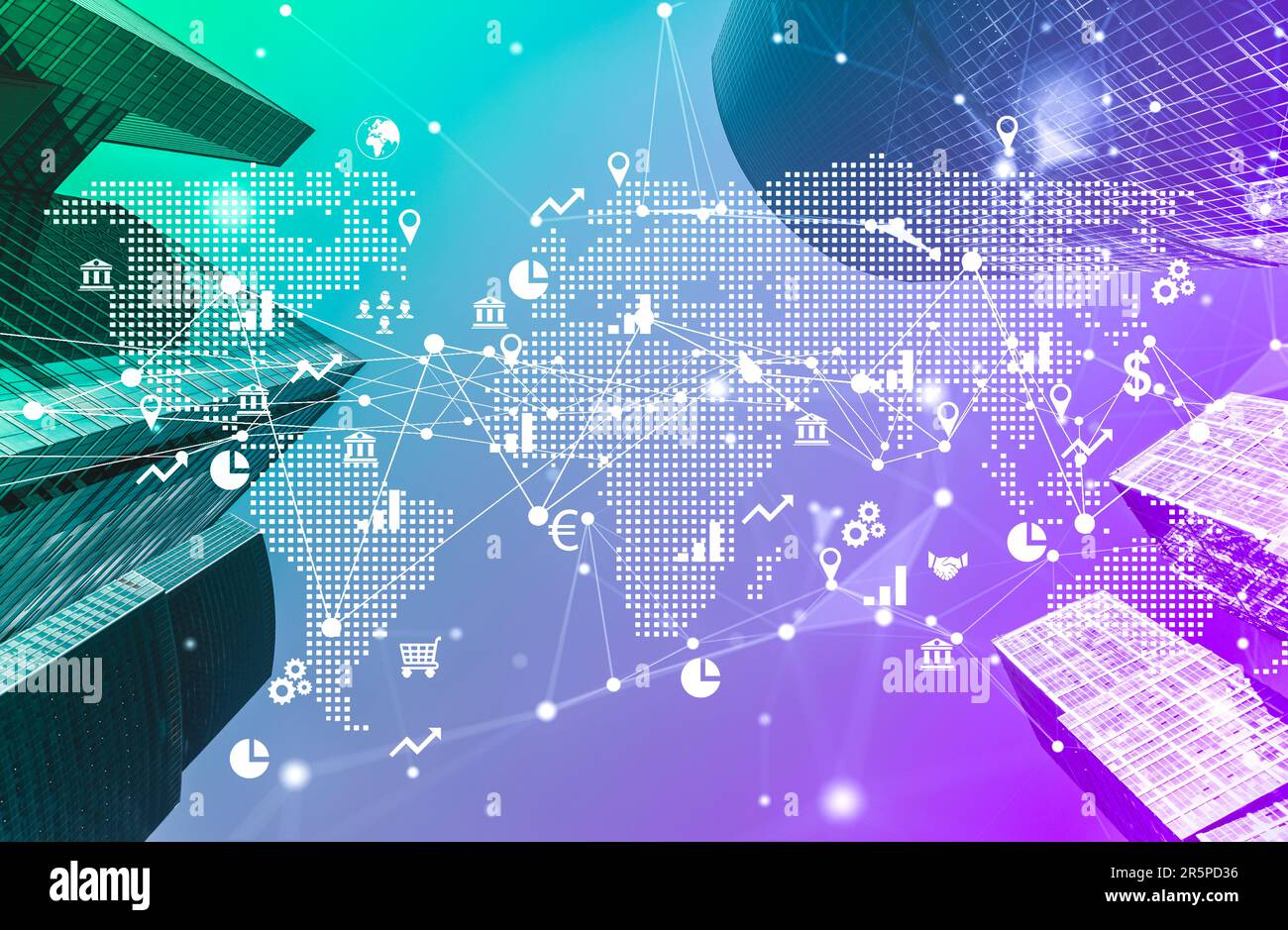 World global business background. Technology connect network map on ...
