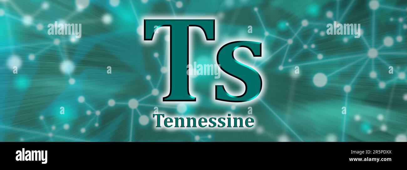 Ts symbol. Tennessine chemical element on green network background ...