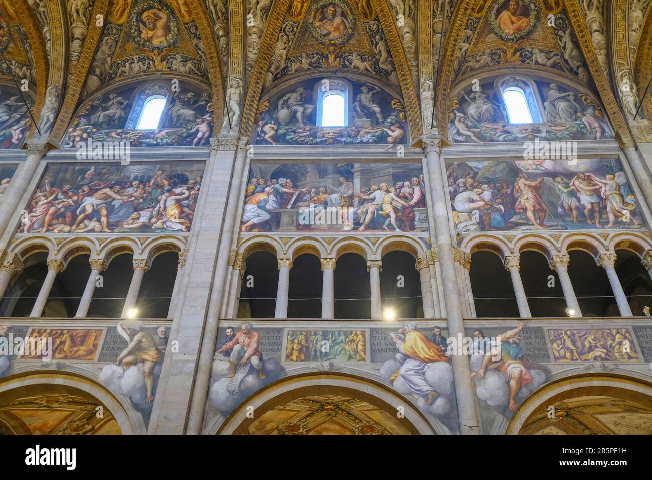 May 2023 Parma, Italy: painted ceiling and walls of the Cathedral of ...