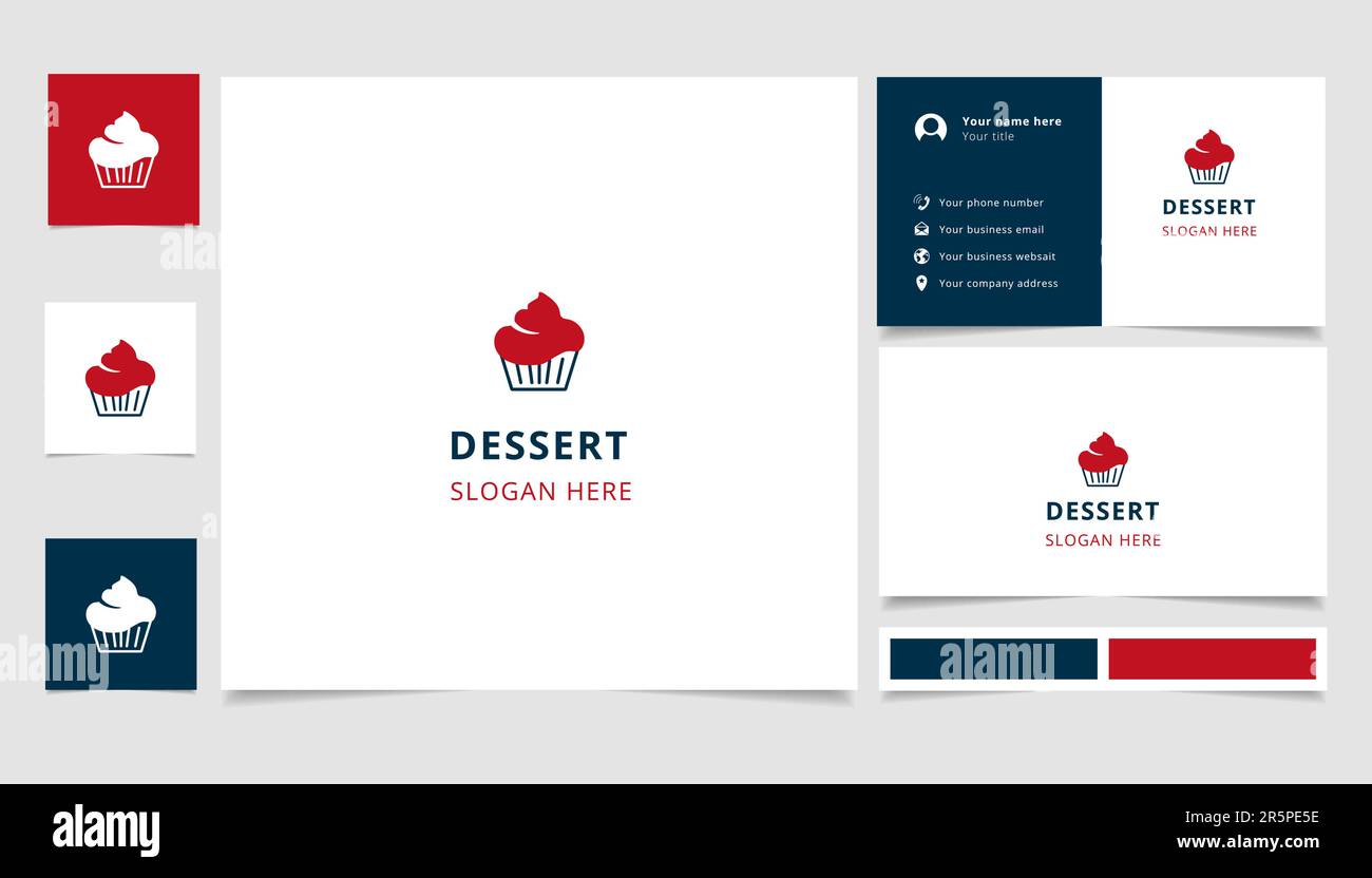 Dessert logo design with editable slogan. Branding book and business ...