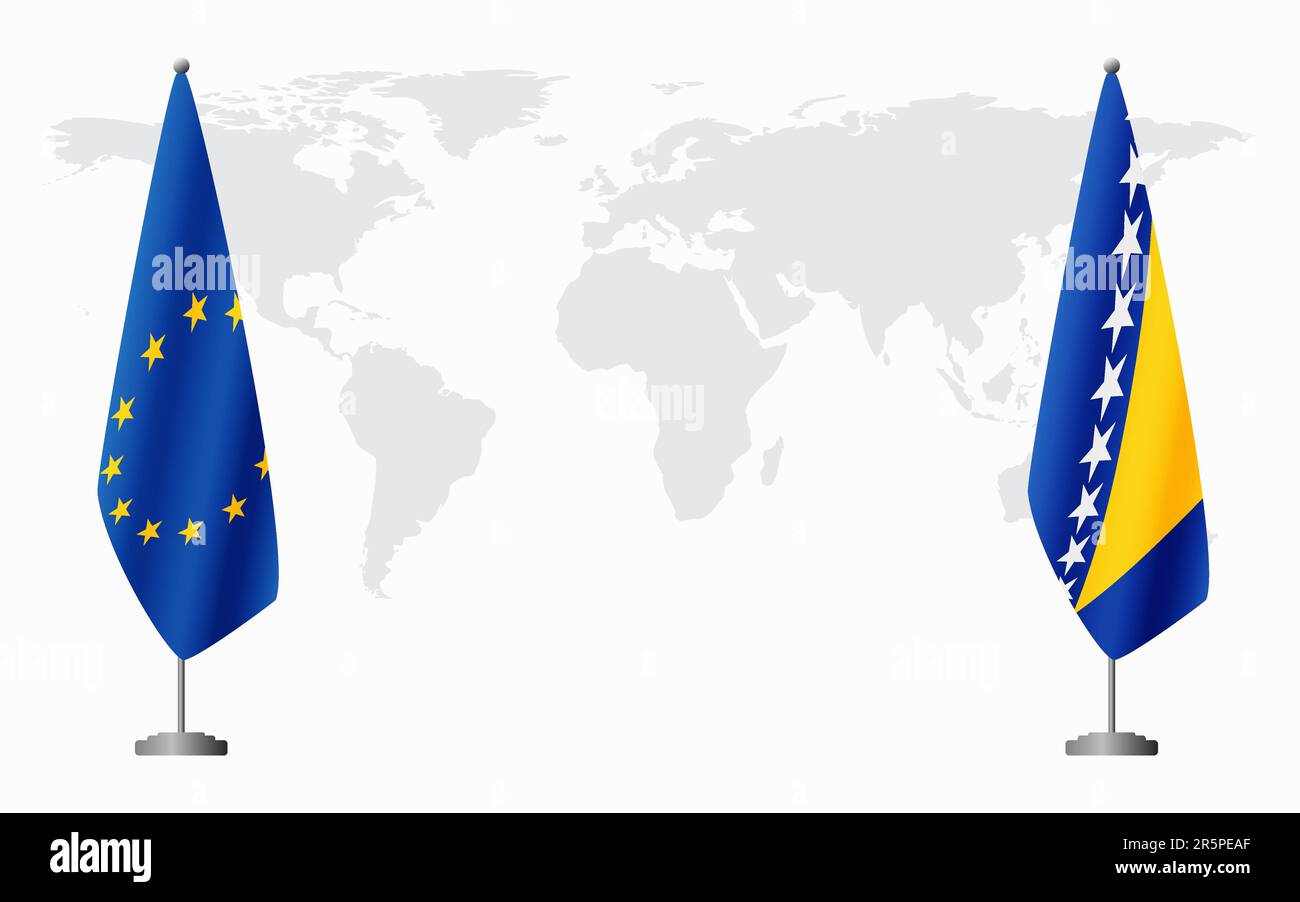 European Union and Bosnia and Herzegovina flags for official meeting ...