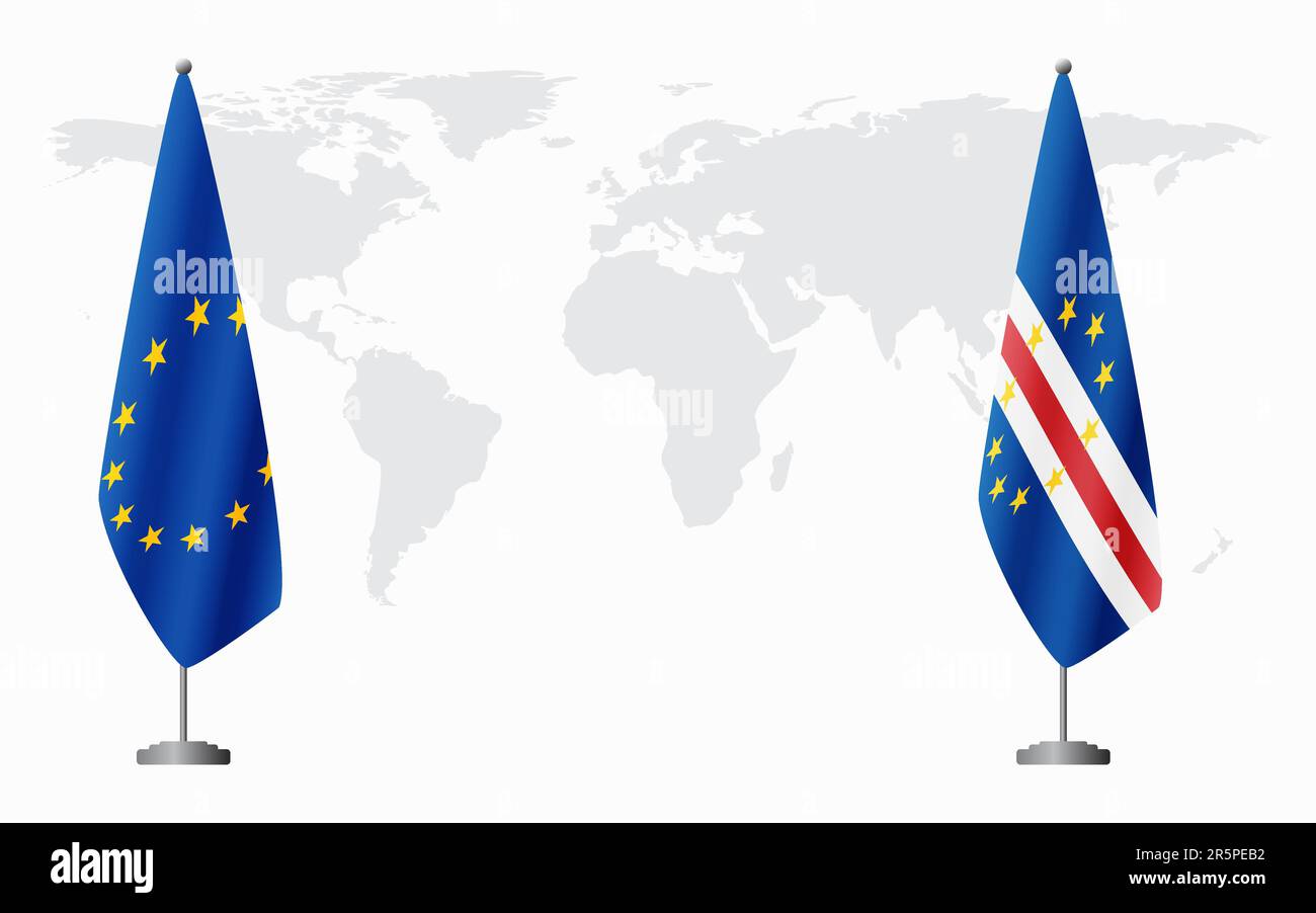 European Union and Cape Verde flags for official meeting against ...