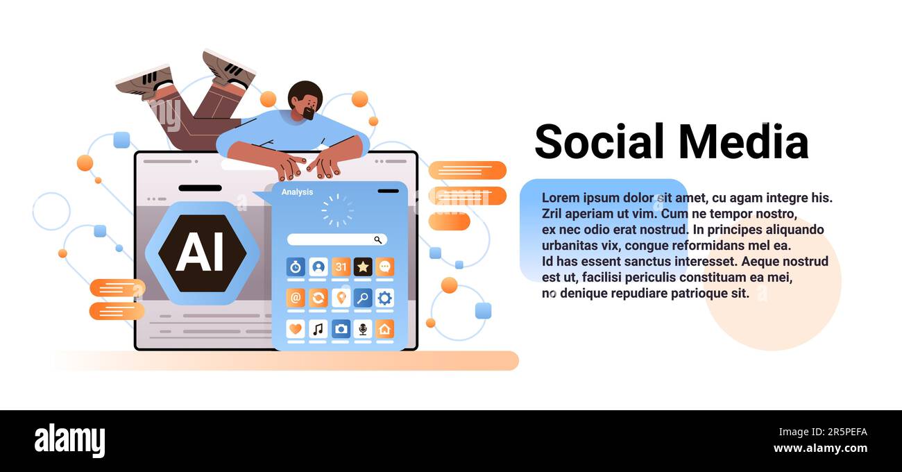 man using computer apps on screen social media communication digital ...