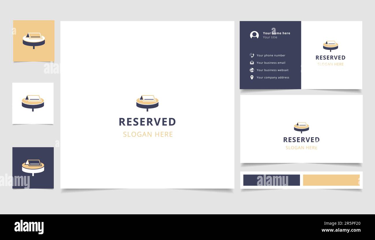 Reserved logo design with editable slogan. Branding book and business ...