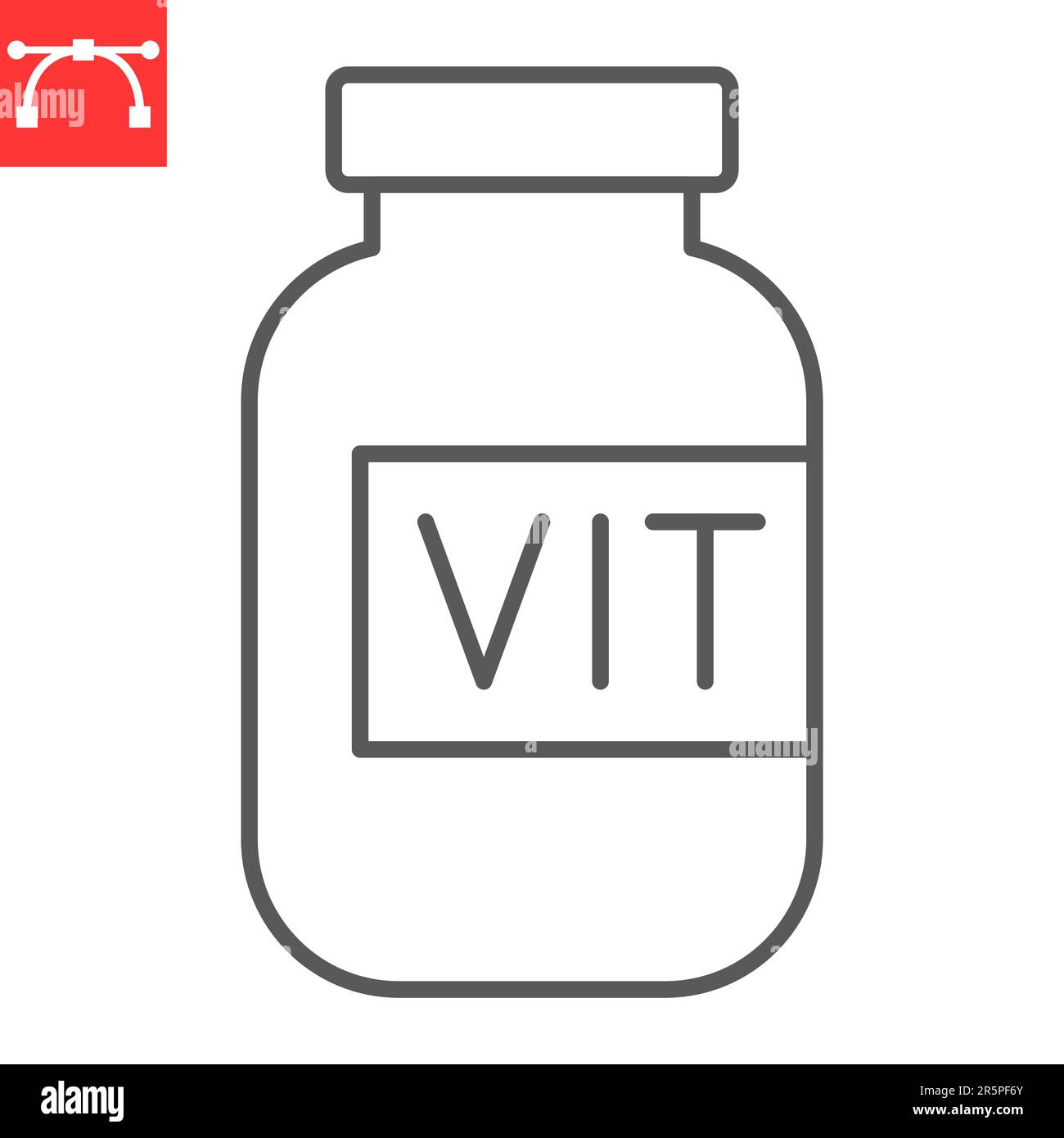 Vitamin bottle line icon, supplements and health, pills bottle vector ...