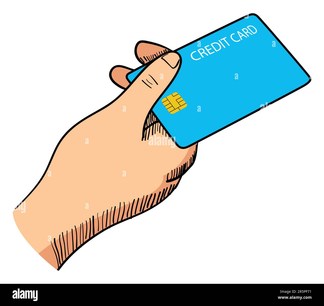 Line art illustration of a hand giving a credit card Stock Vector Image ...