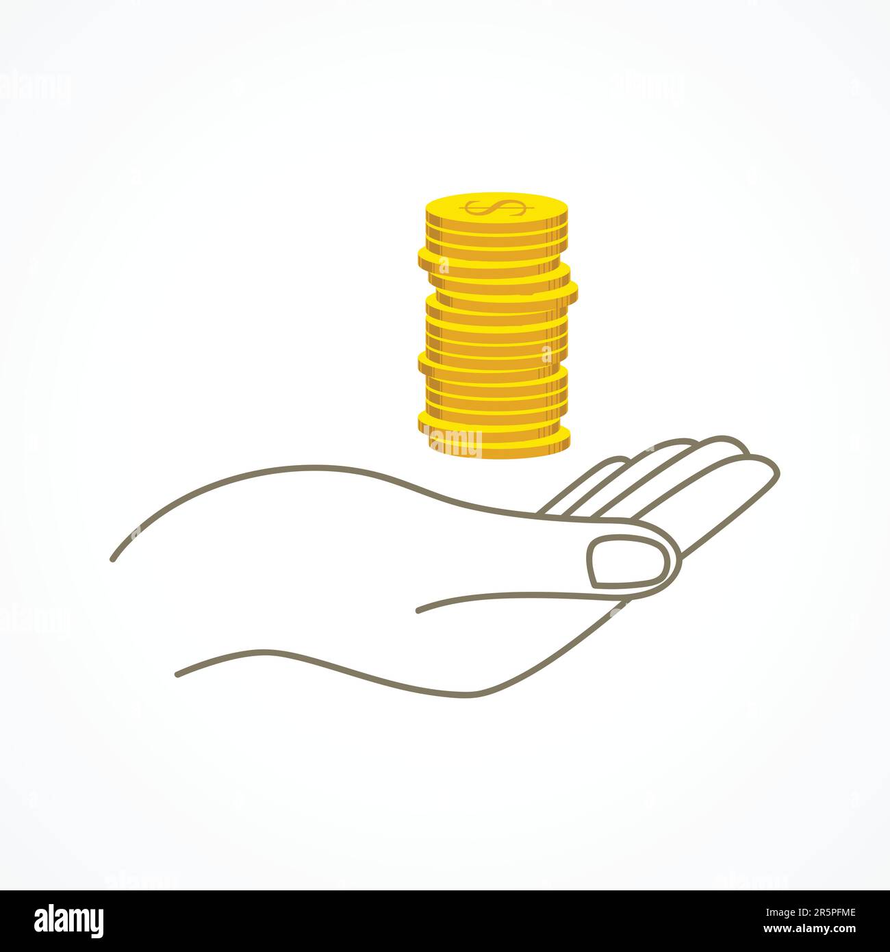 Simple graphic of a hand holding coins Stock Vector Image & Art - Alamy