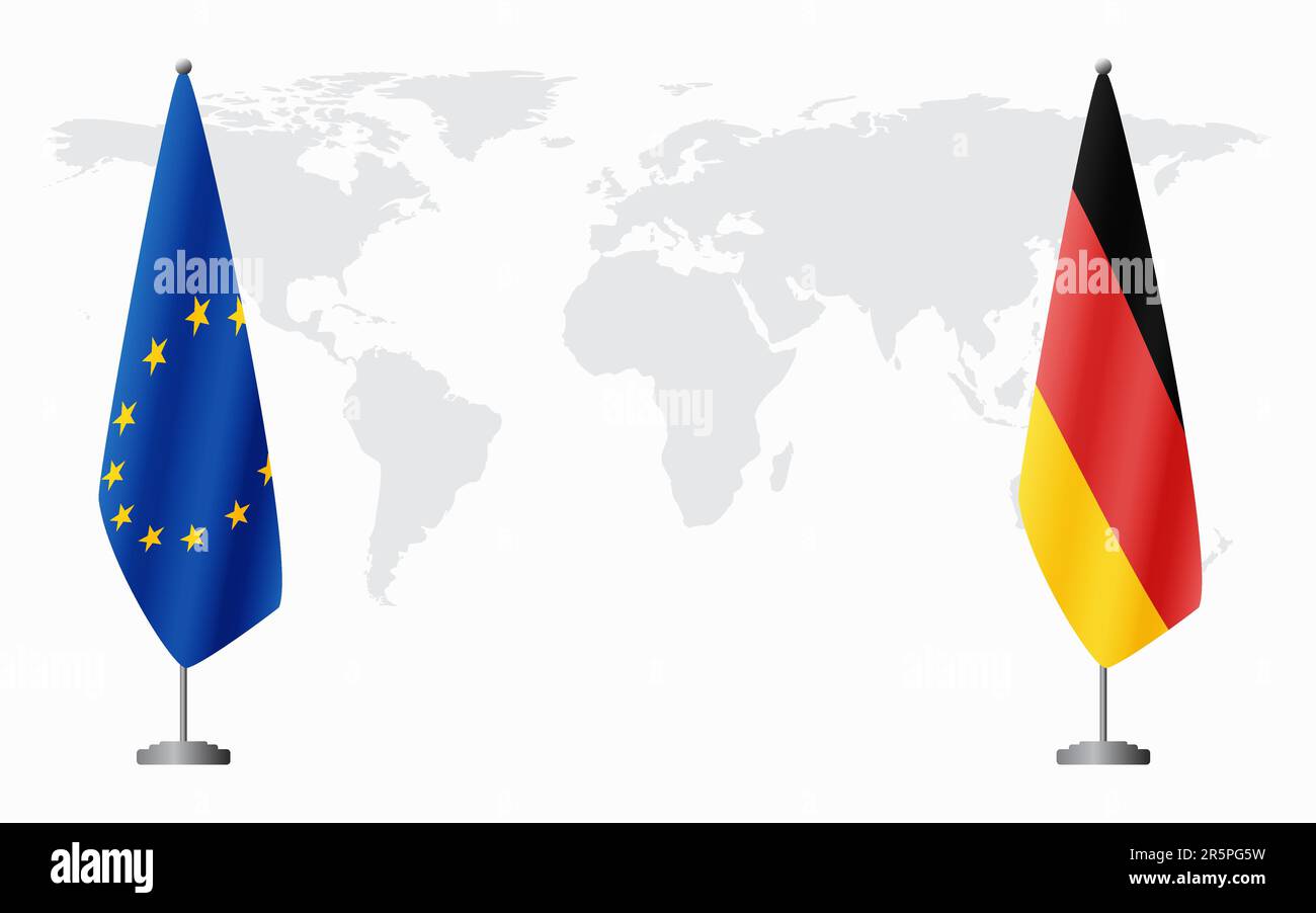 European Union and Germany flags for official meeting against ...