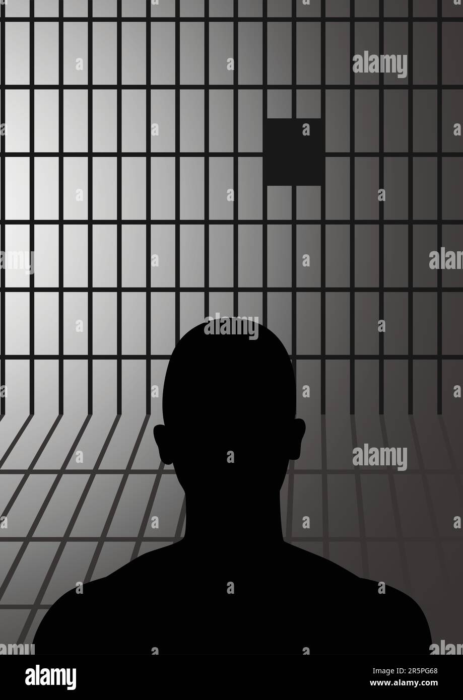 Silhouette illustration of a man in jail Stock Vector Image & Art - Alamy