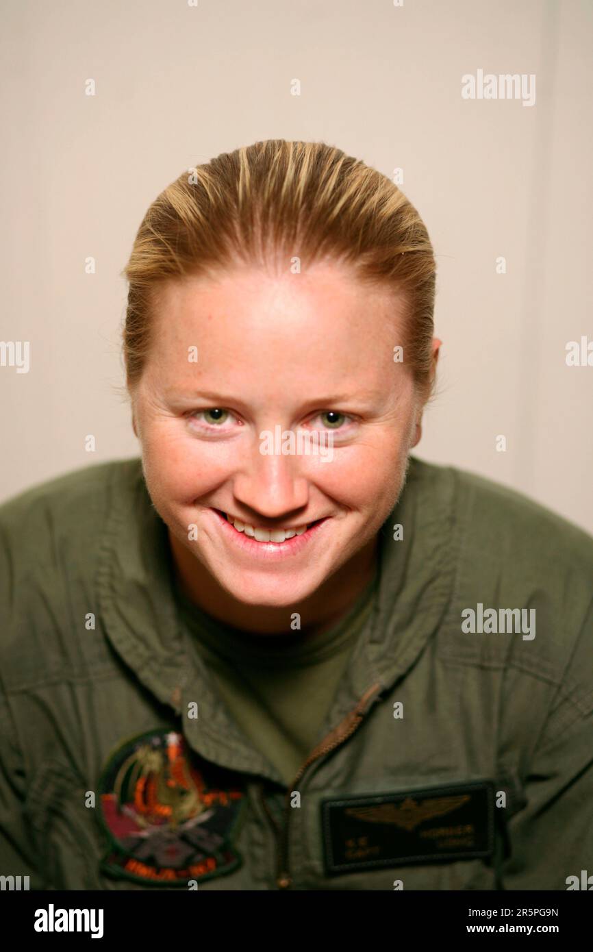 Portrait of a female Marine First Lieutenant, who has served two tours ...