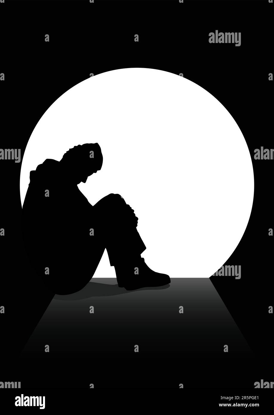 Frustrated lonely man sitting Stock Vector Images - Alamy