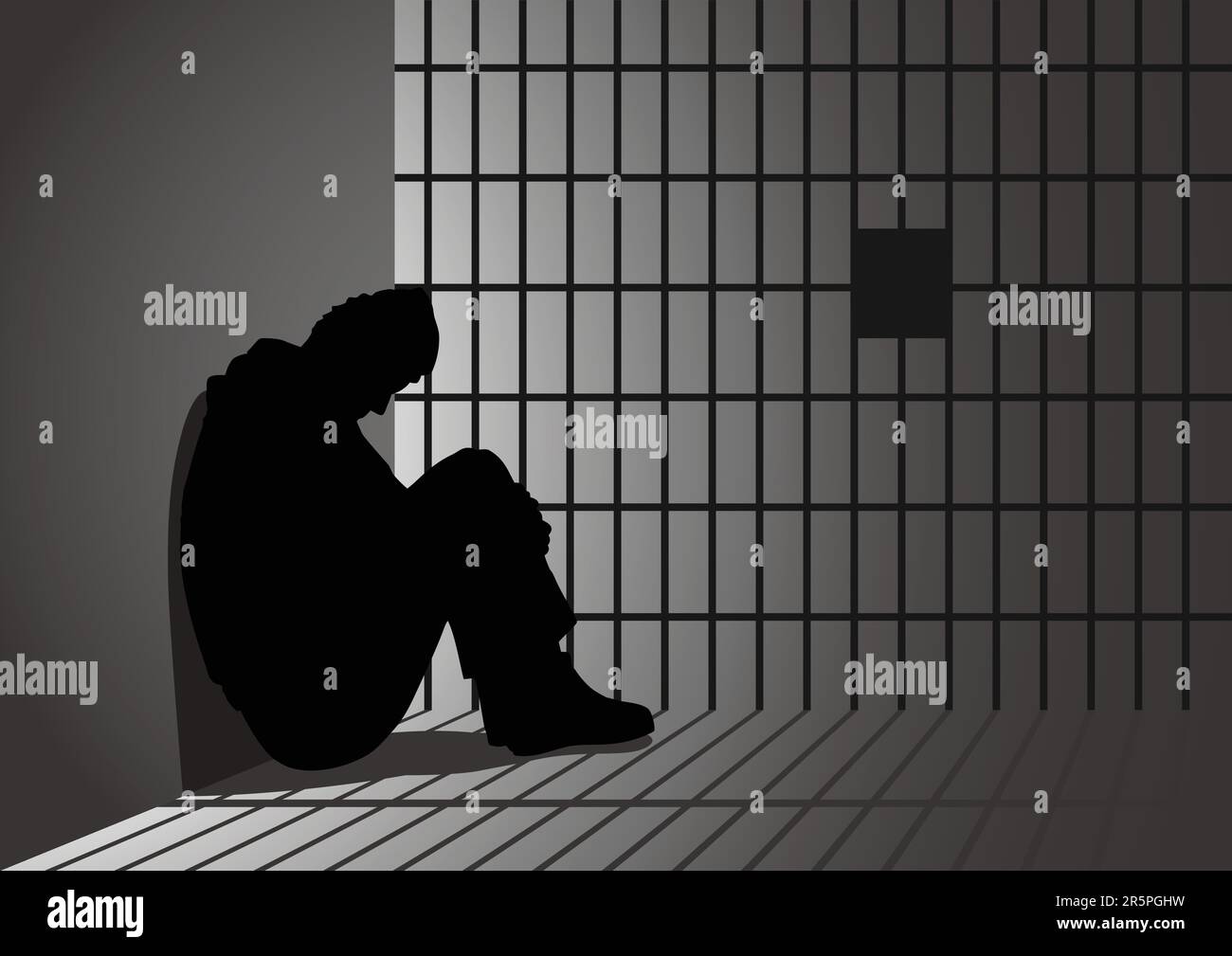 Silhouette illustration of a man in jail Stock Vector Image & Art - Alamy