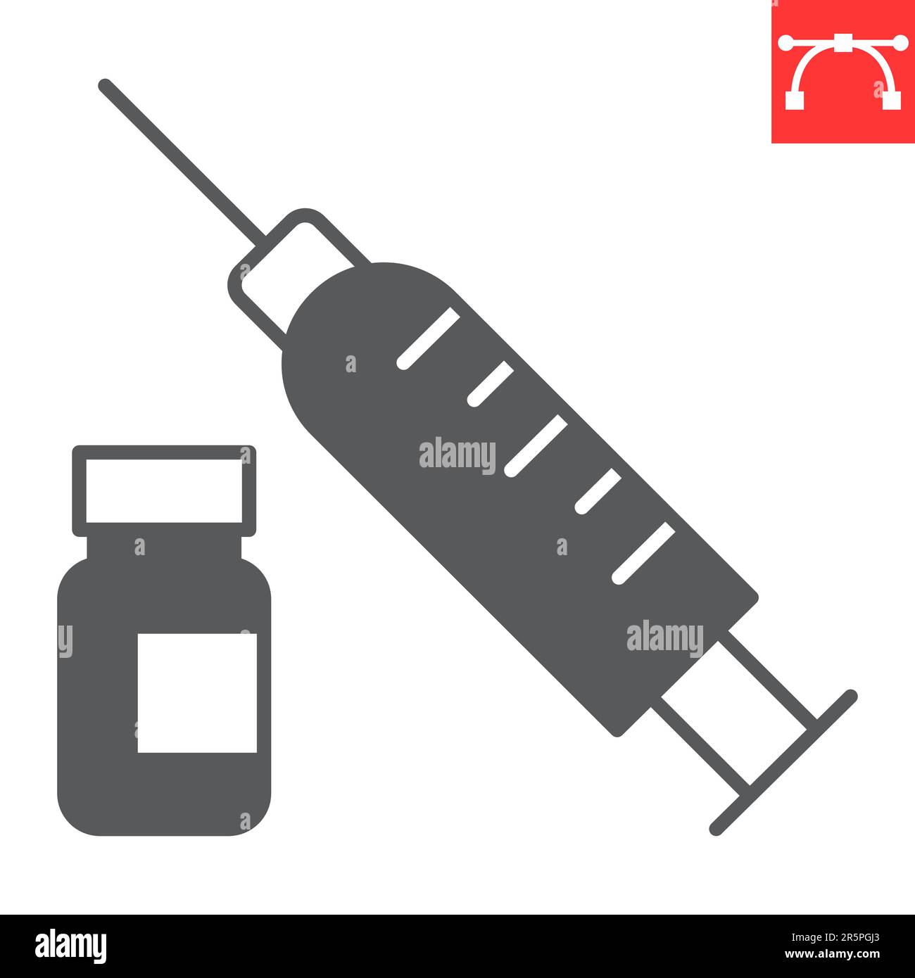 Vitamin injection glyph icon, supplements and health, syringe and vial ...