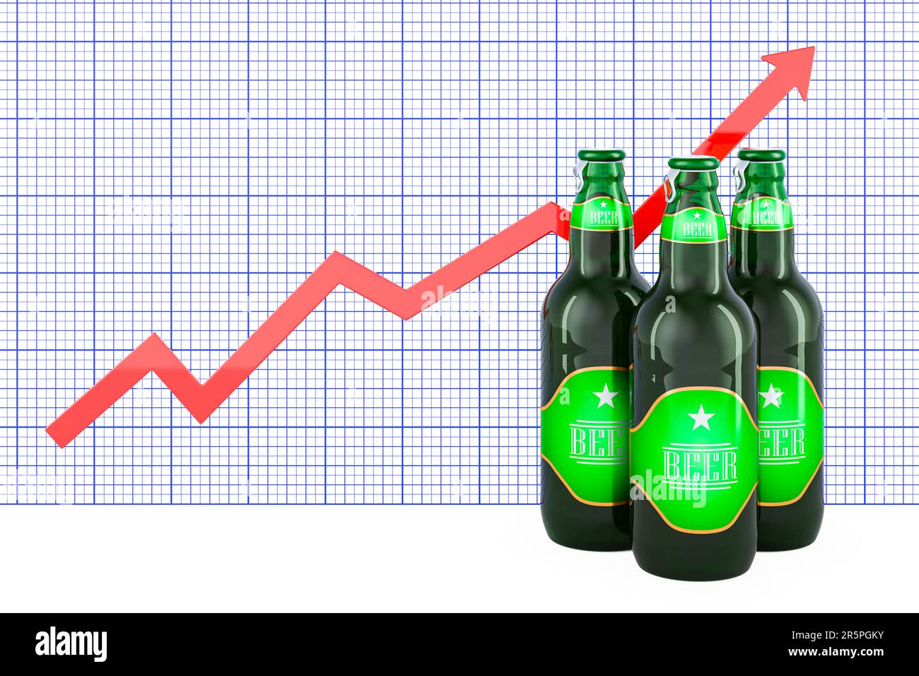 Beer bottles with growing chart, 3D rendering Stock Photo - Alamy