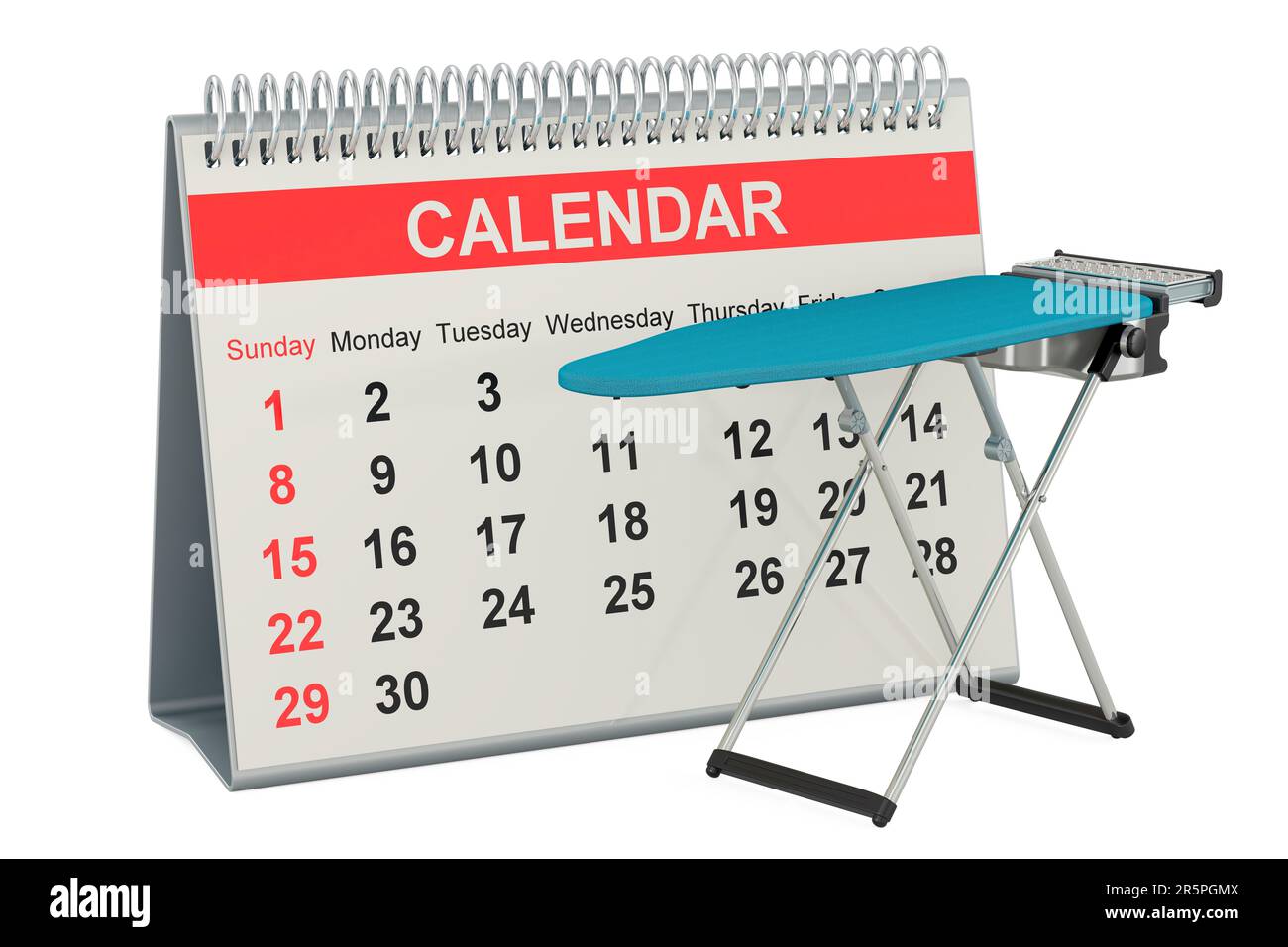 Ironing Board with desk calendar, 3D rendering isolated on white ...