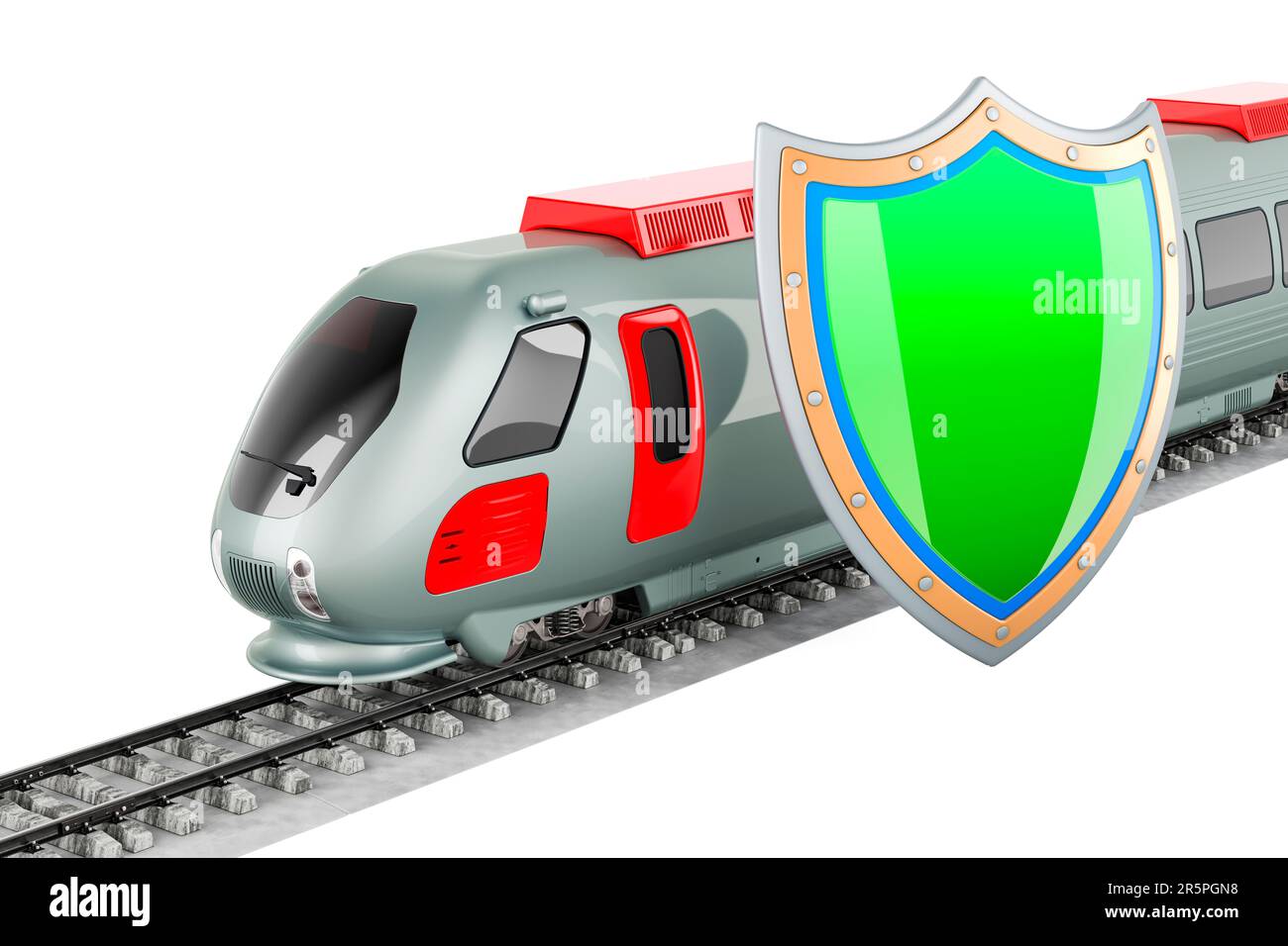 High speed train with shield, 3D rendering isolated on white background ...