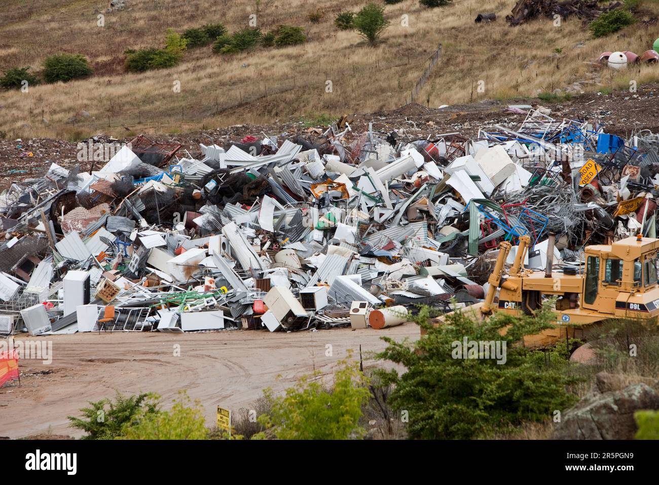 Scrap metal awaiting recycling at Jindabyne rubbish dump in the Snowy ...