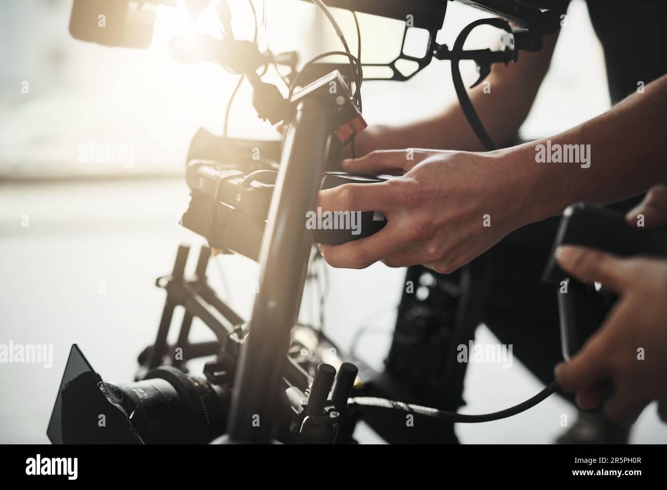 Getting in nice and close. Behind the scenes over the shoulder shot of ...