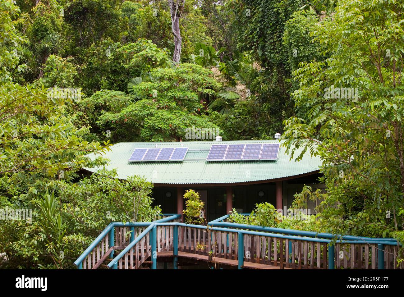 A toilet block with solar panels on the roof in the Daintree rainforest ...